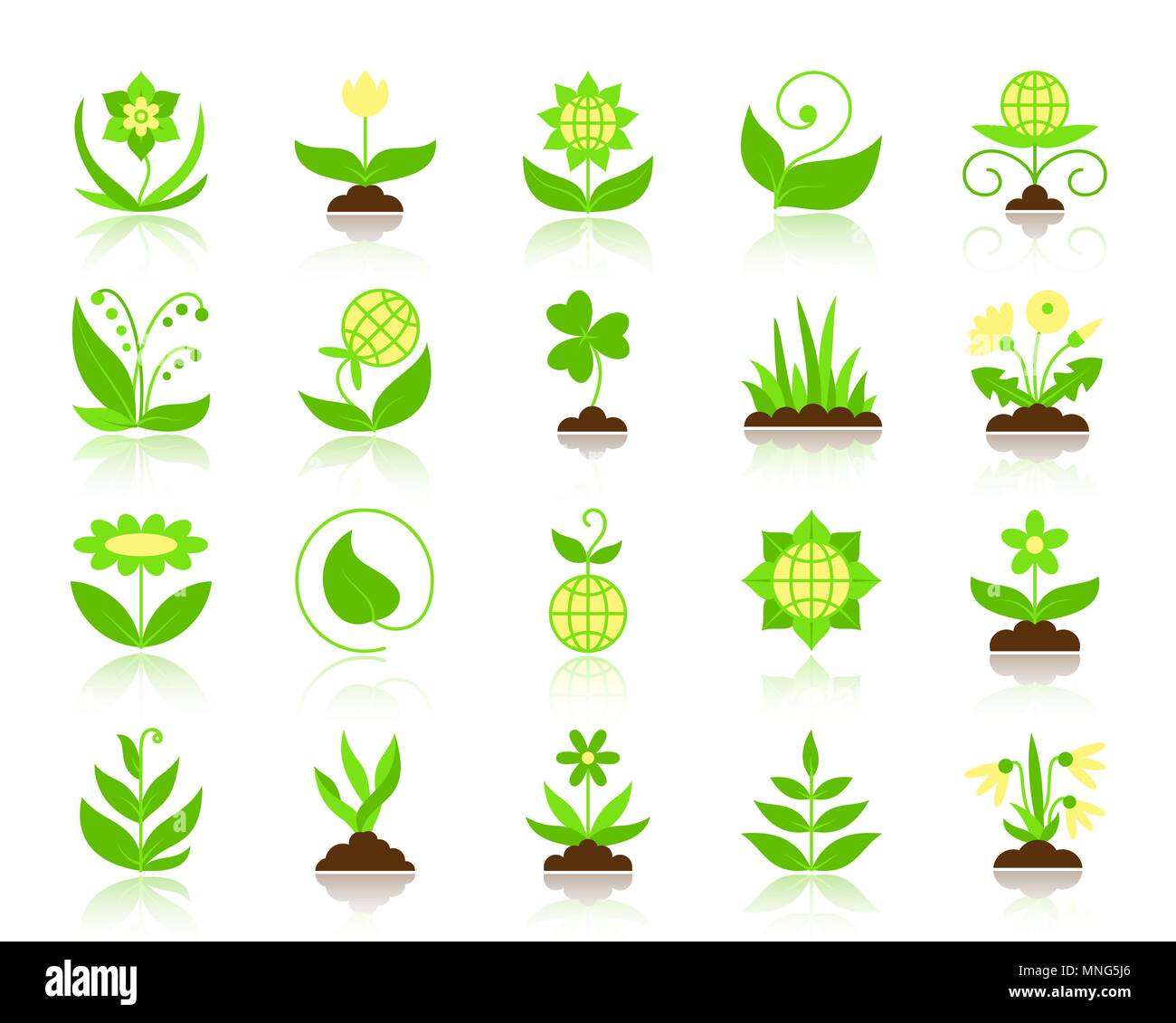 Garden flat icons set. Web vector sign kit of flower. Plant pictogram ...