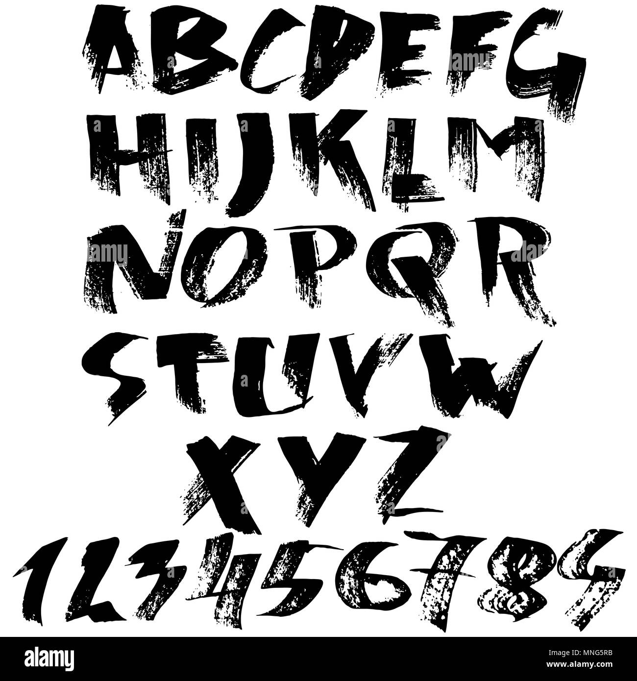 Grunge distress font. Modern dry brush ink letters. Handwritten ...