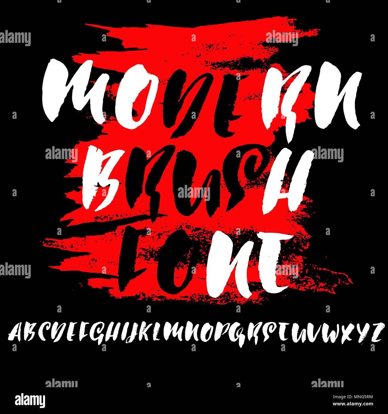 Grunge distress font. Modern dry brush ink letters. Handwritten ...
