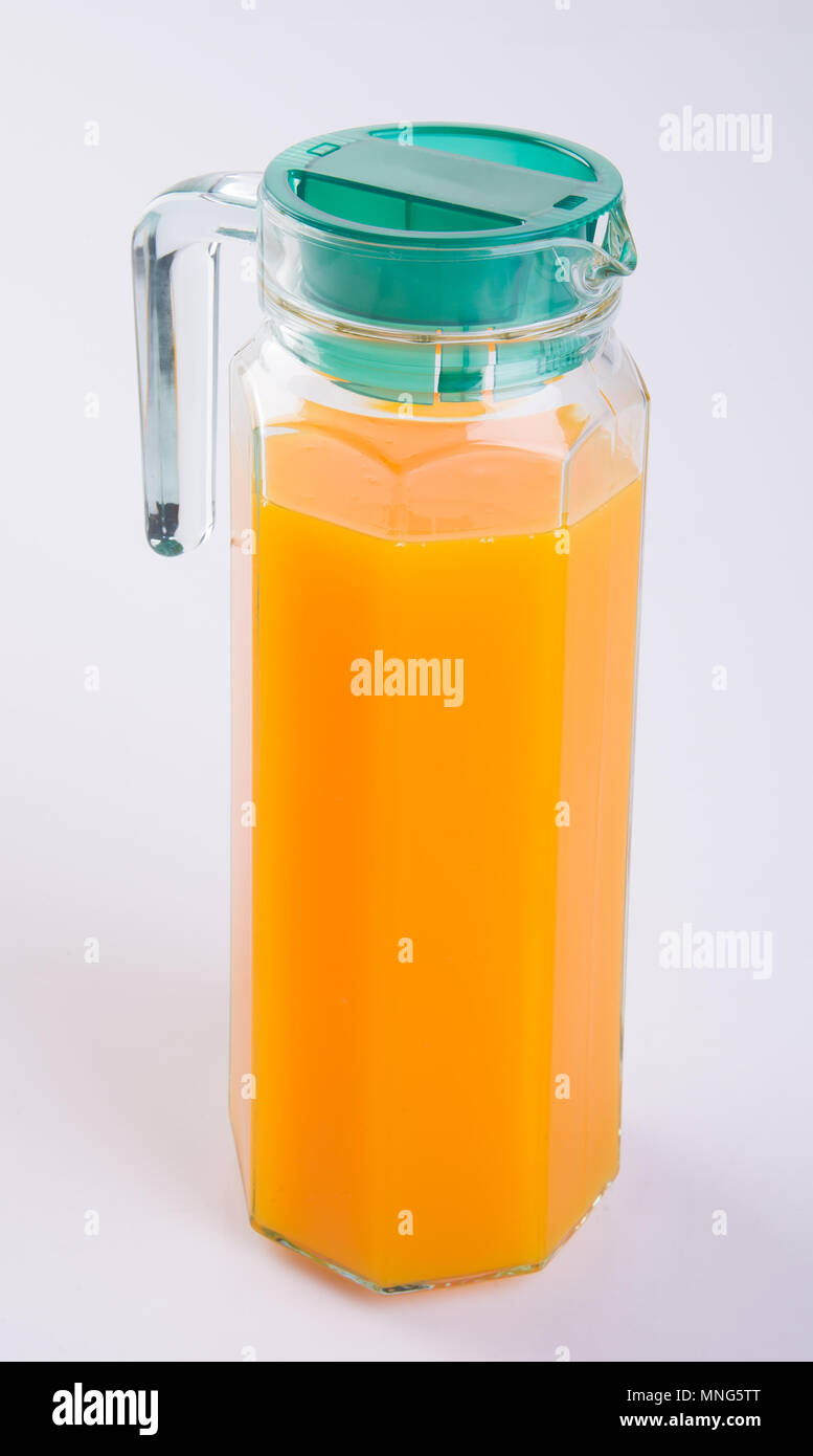 Orange juice or Orange juice in jug on background Stock Photo - Alamy