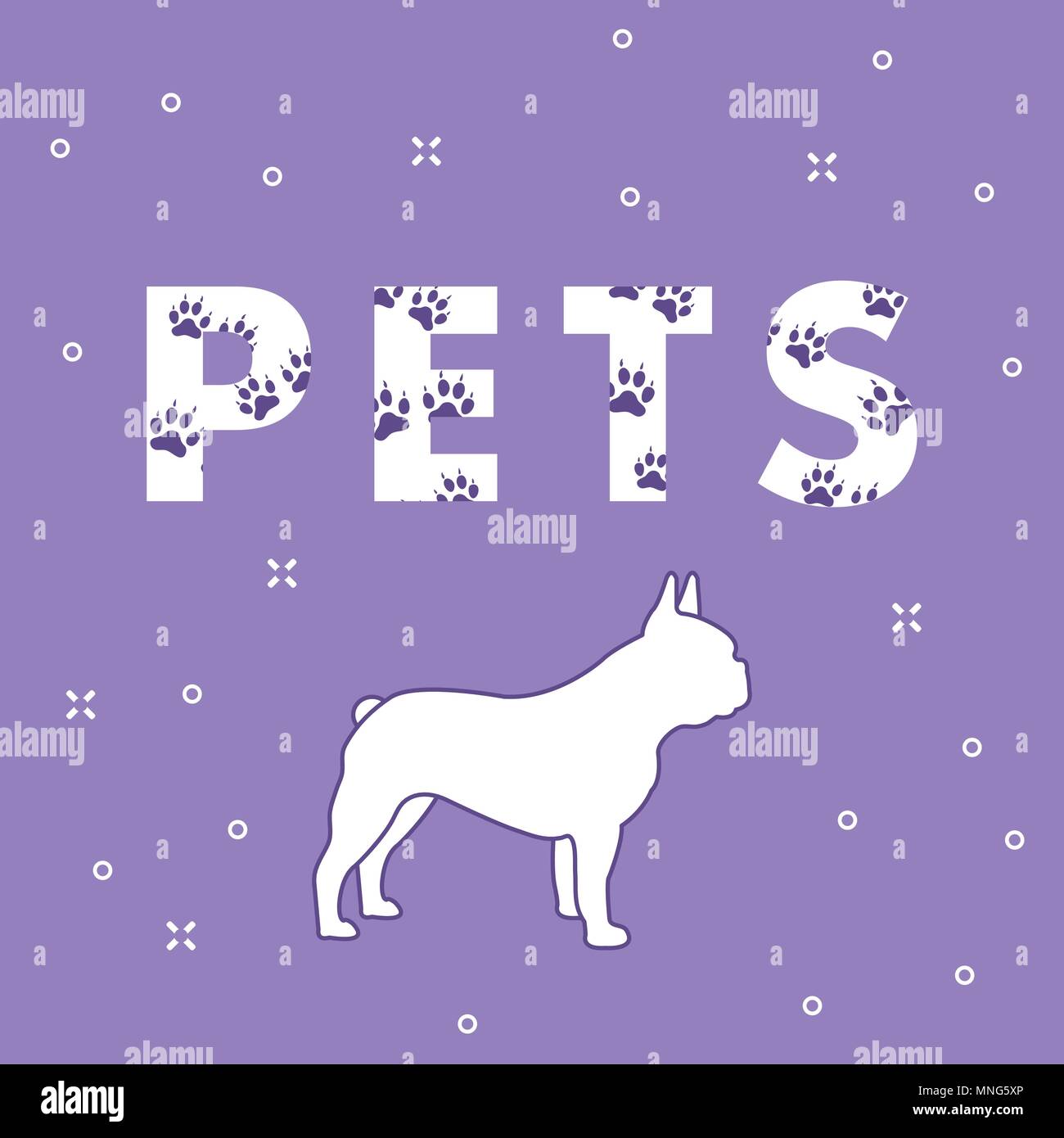 Inscription: Pets and dog. The message is decorated with traces. Breed ...