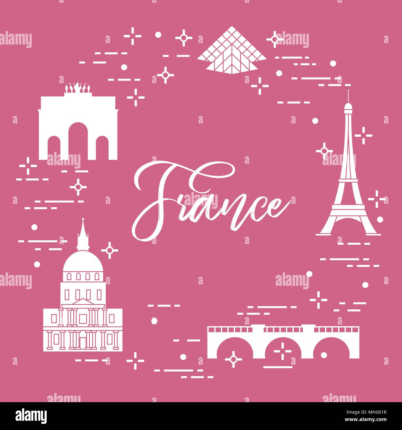 Famous buildings of Paris. Symbols and landmarks. Travel and leisure ...