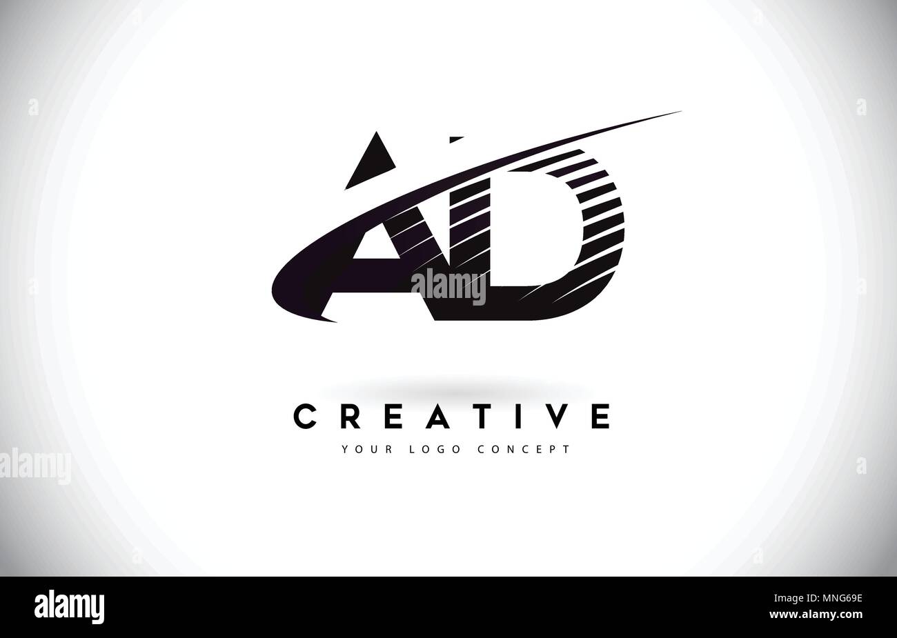 AD A D Letter Logo Design with Swoosh and Black Lines. Modern Creative ...