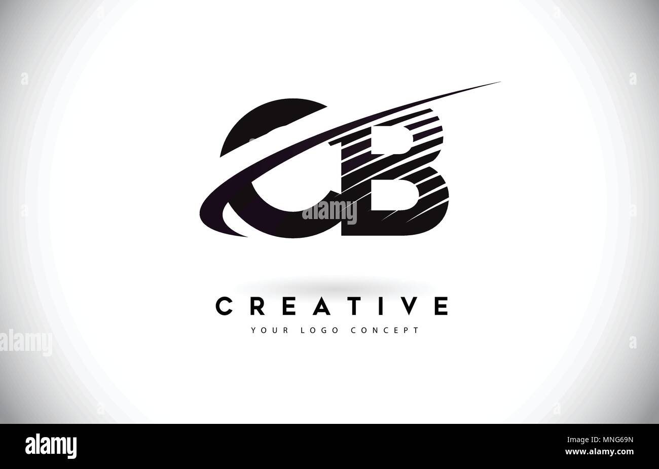 CB C B Letter Logo Design with Swoosh and Black Lines. Modern Creative ...