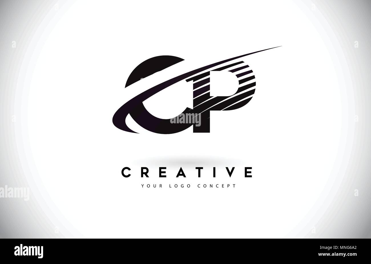 CP C P Letter Logo Design with Swoosh and Black Lines. Modern Creative ...
