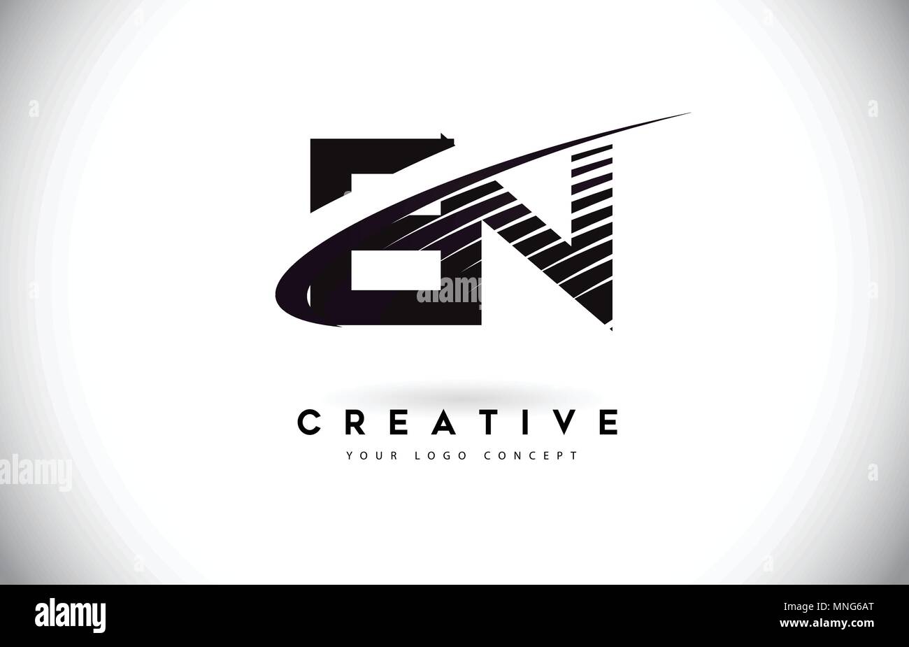 EN E N Letter Logo Design with Swoosh and Black Lines. Modern Creative ...