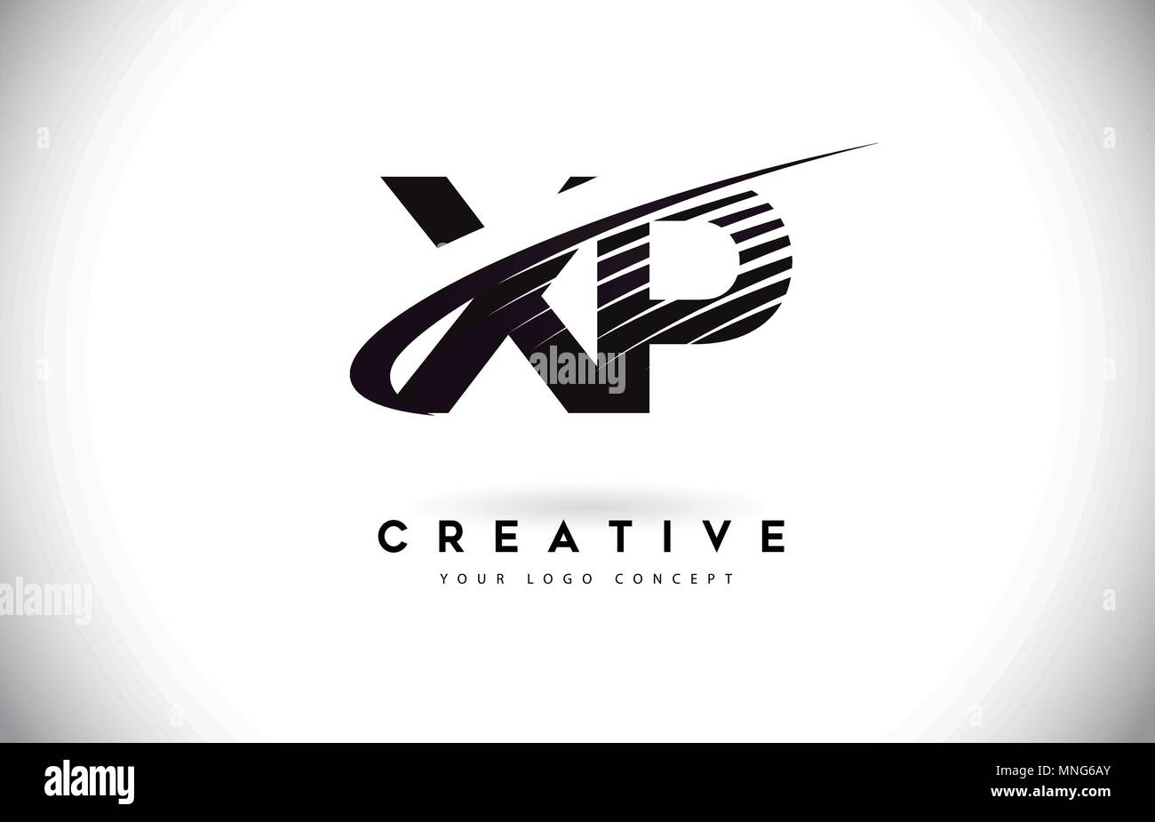 XP X P Letter Logo Design with Swoosh and Black Lines. Modern Creative ...