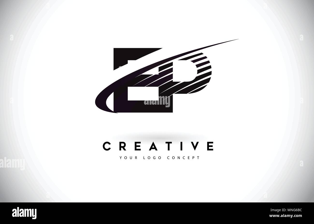 EP E P Letter Logo Design with Swoosh and Black Lines. Modern Creative ...