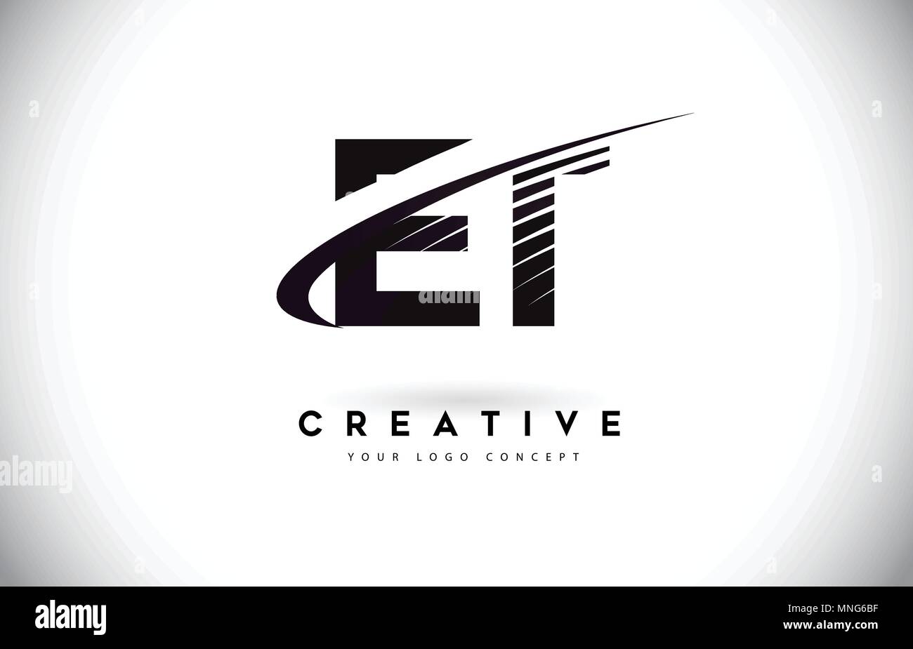 ET E T Letter Logo Design with Swoosh and Black Lines. Modern Creative ...