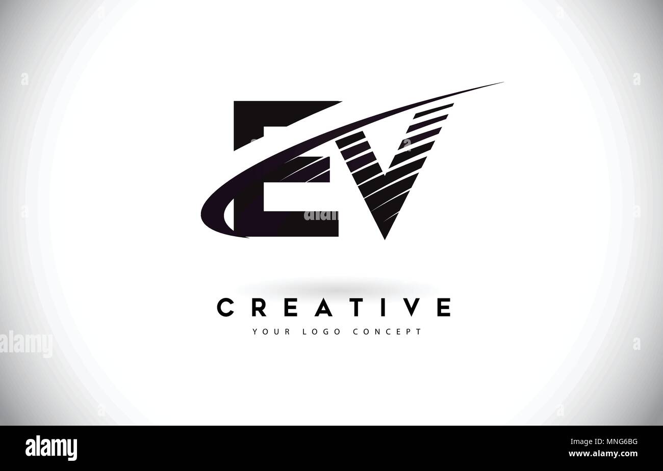 EV E V Letter Logo Design with Swoosh and Black Lines. Modern Creative ...
