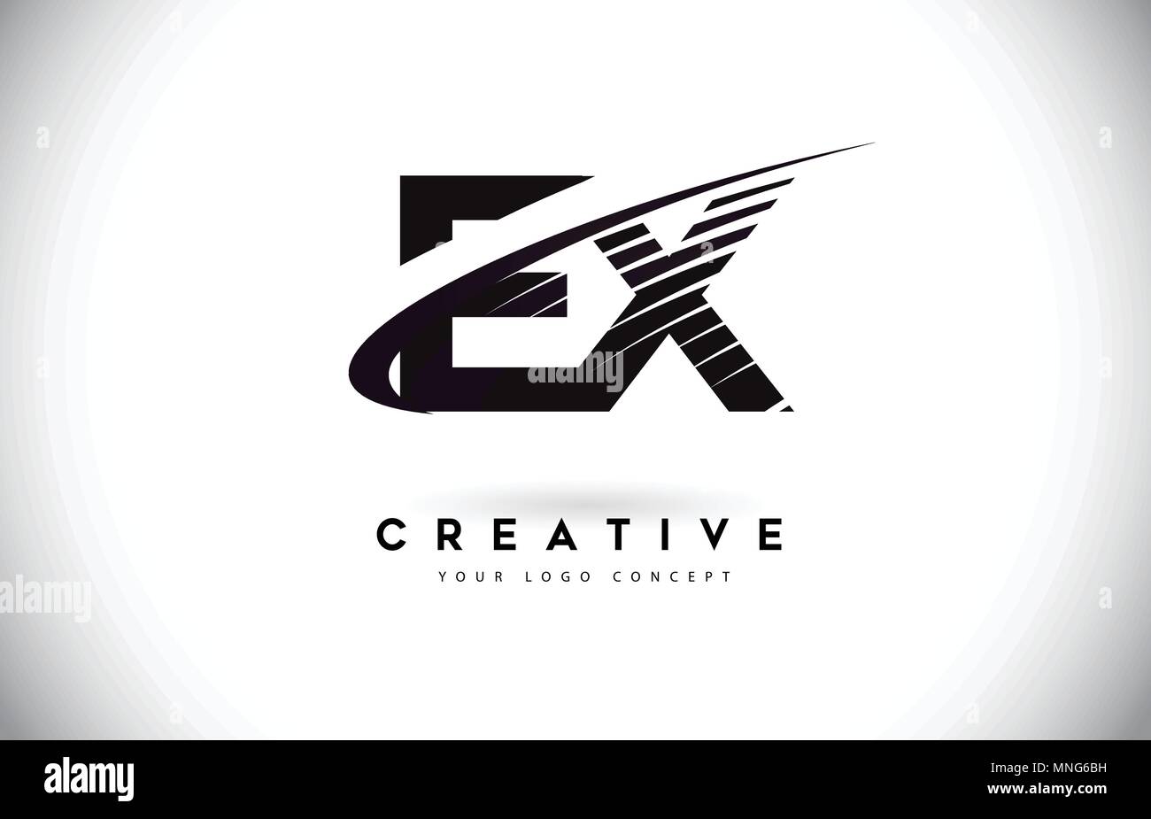 EX E X Letter Logo Design with Swoosh and Black Lines. Modern Creative ...