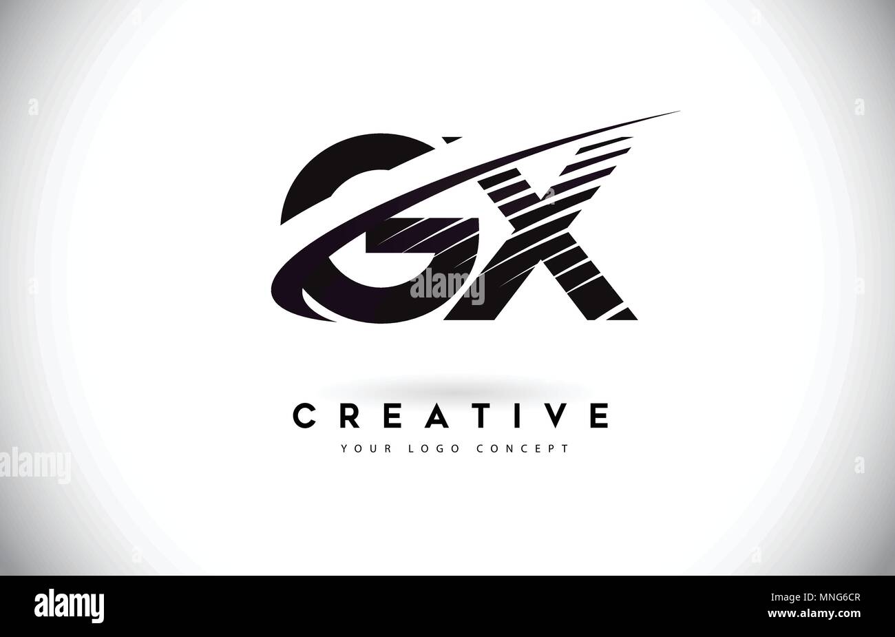 GX G X Letter Logo Design with Swoosh and Black Lines. Modern Creative ...