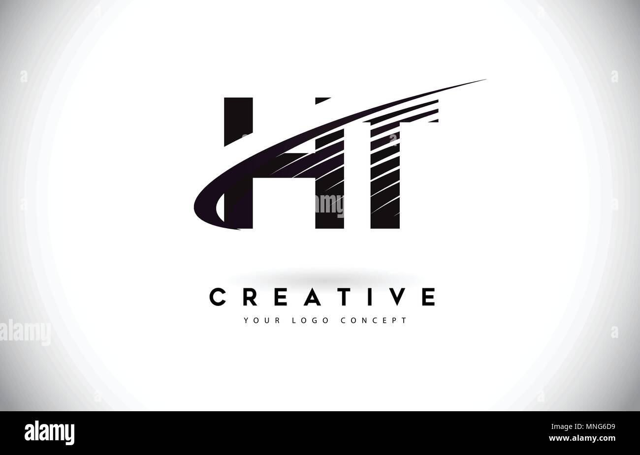 HT H T Letter Logo Design with Swoosh and Black Lines. Modern Creative ...