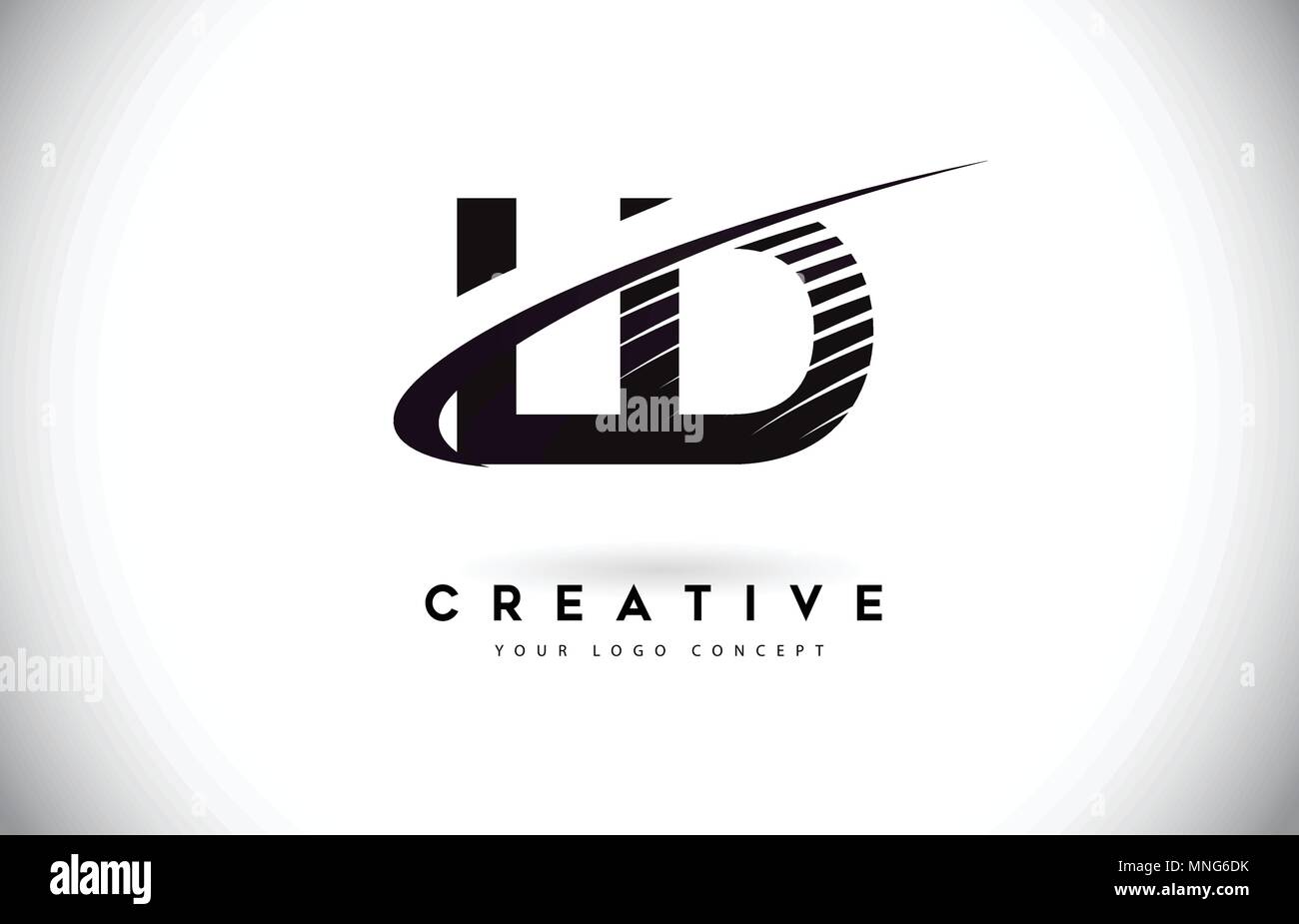 LD L D Letter Logo Design with Swoosh and Black Lines. Modern Creative ...