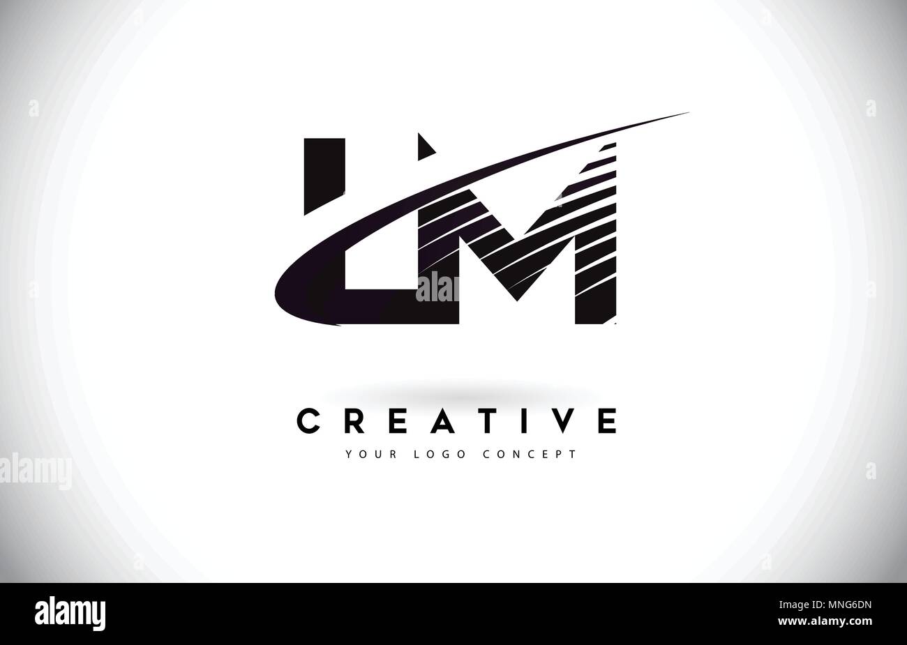 LM L M Letter Logo Design with Swoosh and Black Lines. Modern Creative ...