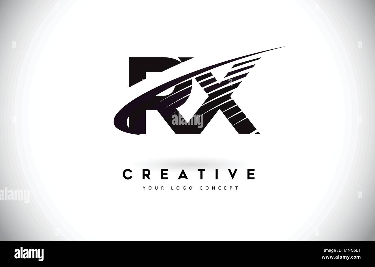 RX R X Letter Logo Design with Swoosh and Black Lines. Modern Creative ...