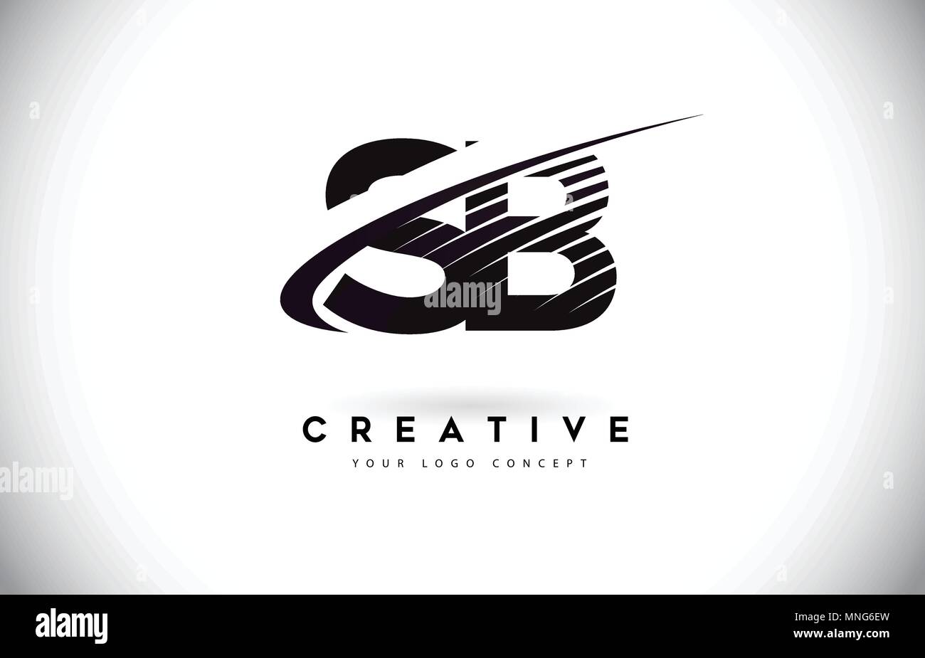 SB S B Letter Logo Design with Swoosh and Black Lines. Modern Creative ...