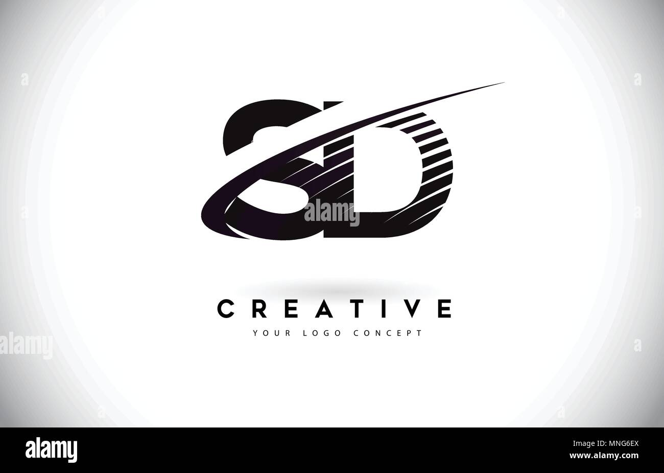 SD S D Letter Logo Design with Swoosh and Black Lines. Modern Creative ...