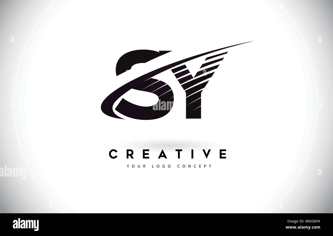 SY S Y Letter Logo Design with Swoosh and Black Lines. Modern Creative ...