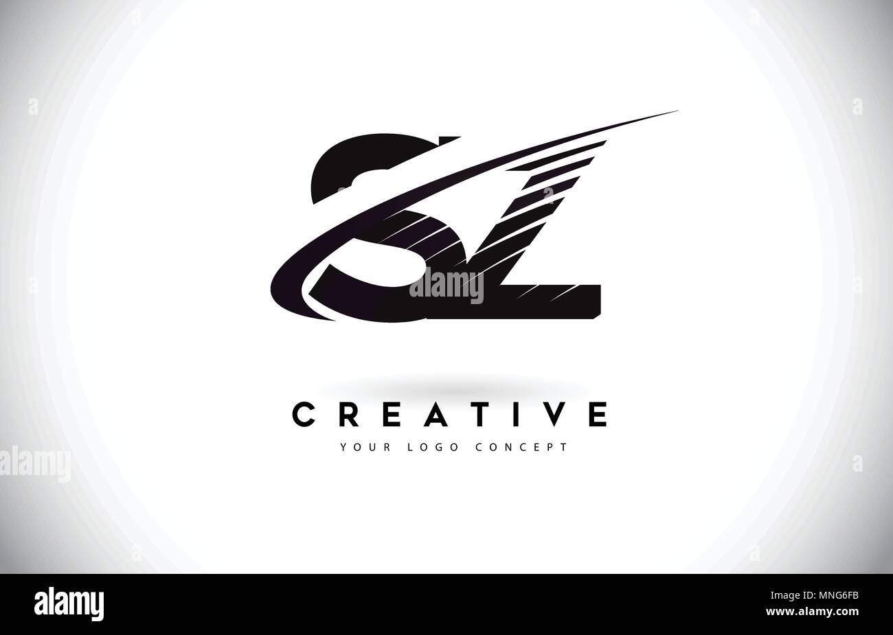 SZ S Z Letter Logo Design with Swoosh and Black Lines. Modern Creative ...