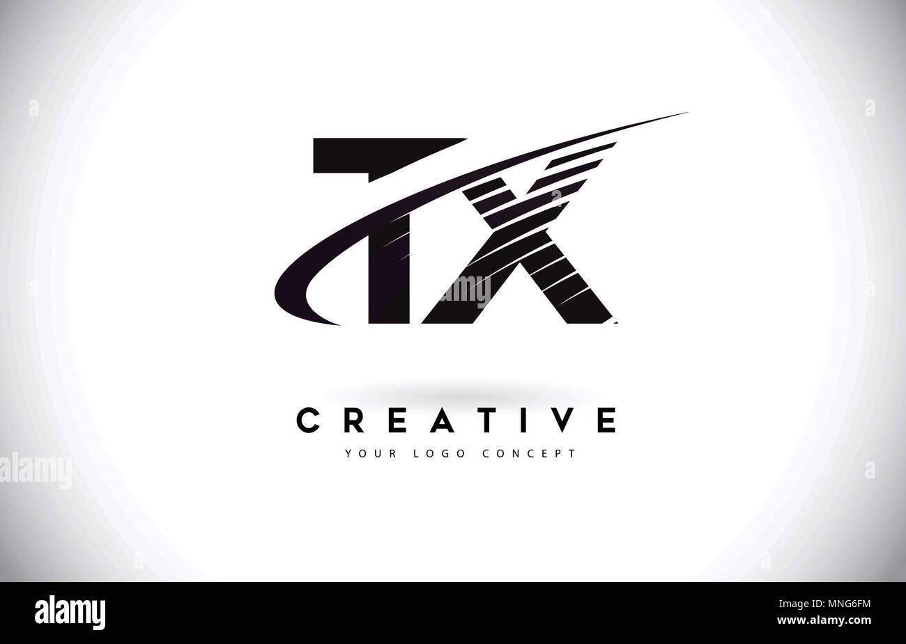 TX T X Letter Logo Design with Swoosh and Black Lines. Modern Creative ...