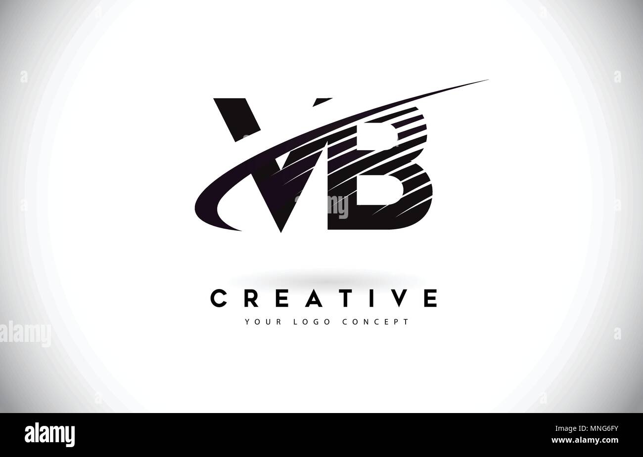 VB V B Letter Logo Design with Swoosh and Black Lines. Modern Creative ...