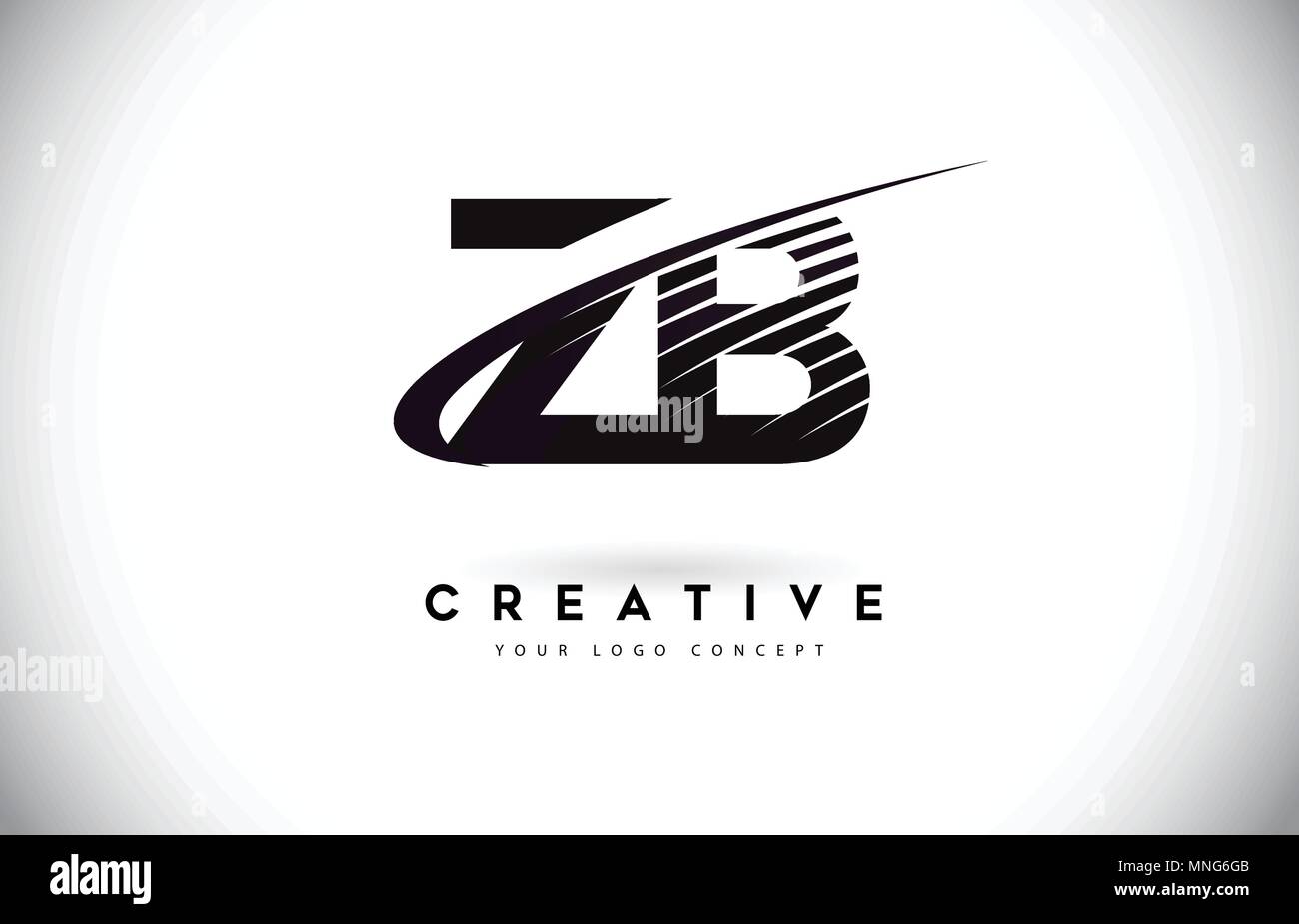 ZB Z B Letter Logo Design with Swoosh and Black Lines. Modern Creative ...