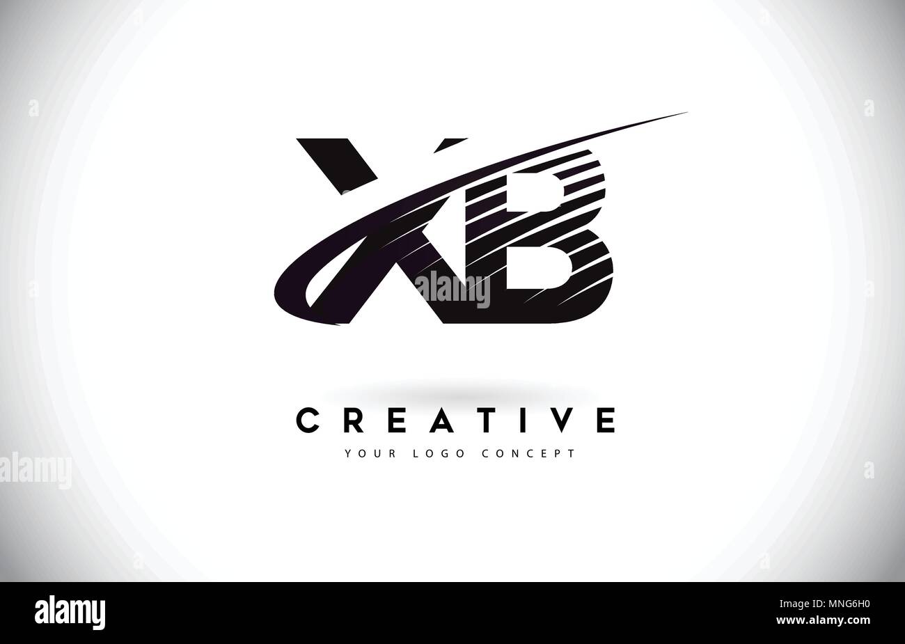 XB X B Letter Logo Design with Swoosh and Black Lines. Modern Creative ...