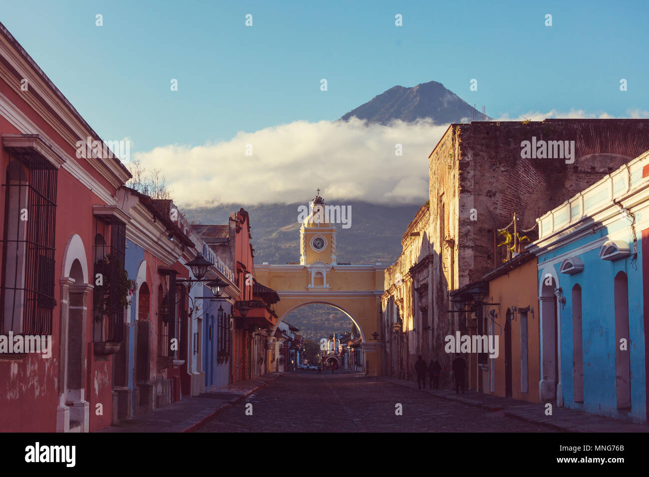 Colonial architecture in ancient Antigua Guatemala city, Central ...