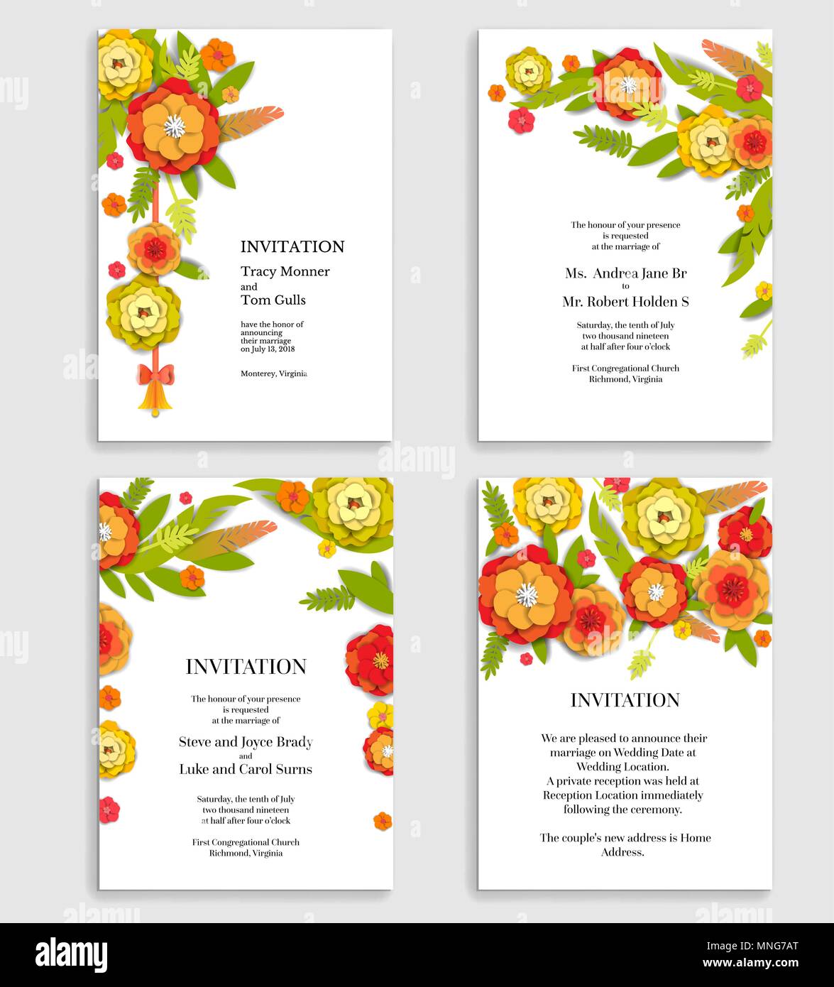 Floral nature invitation set Stock Vector Image & Art - Alamy