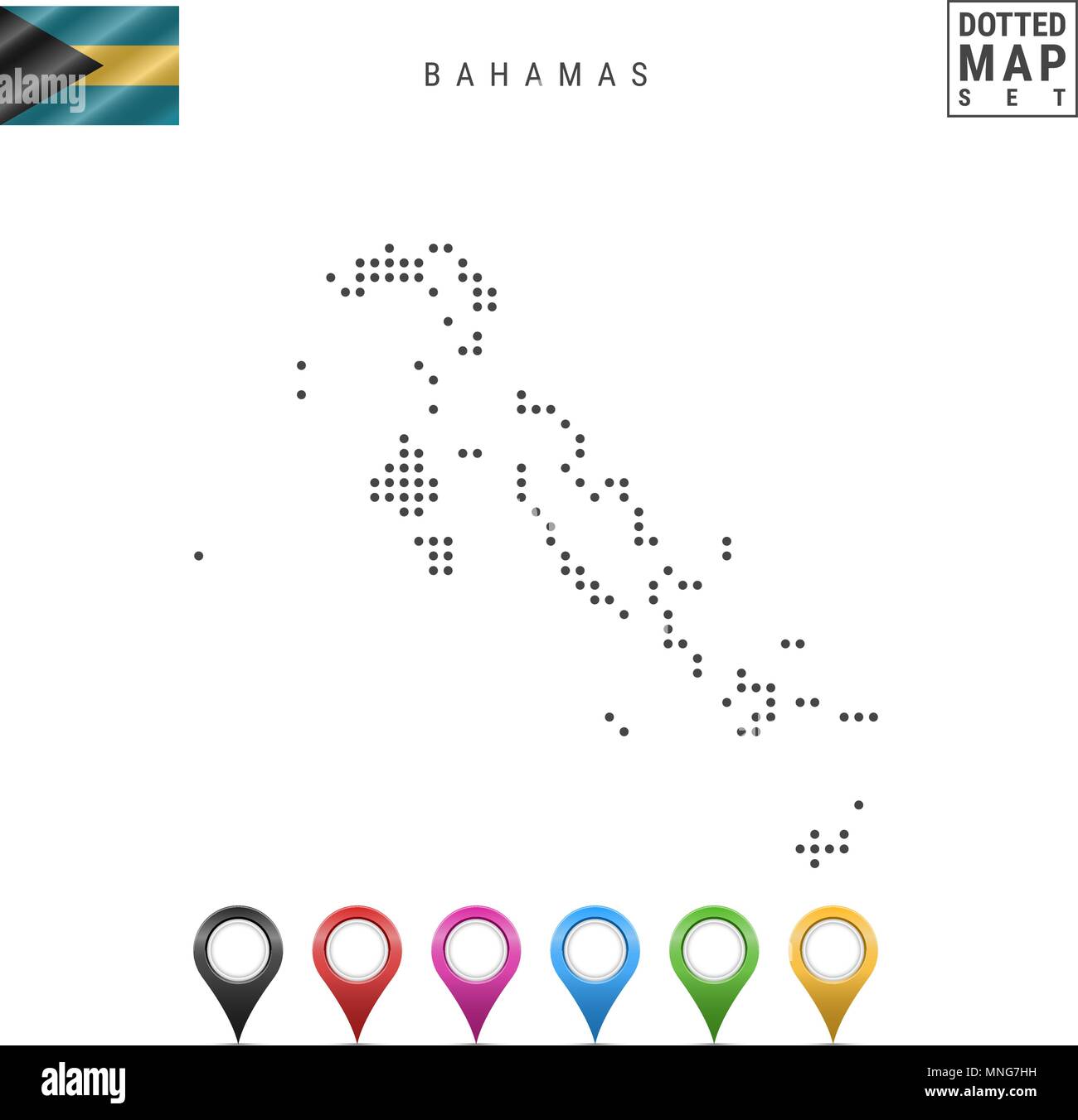 Dotted Map of Bahamas. Simple Silhouette of Bahamas. The National Flag ...