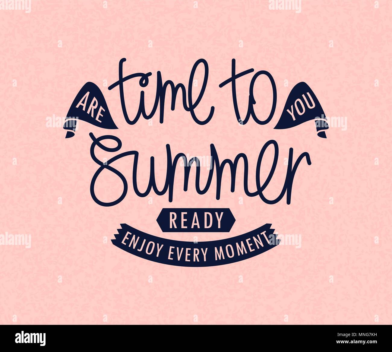 Time to Summer. Are you ready. Handwritten lettering. Vector ...
