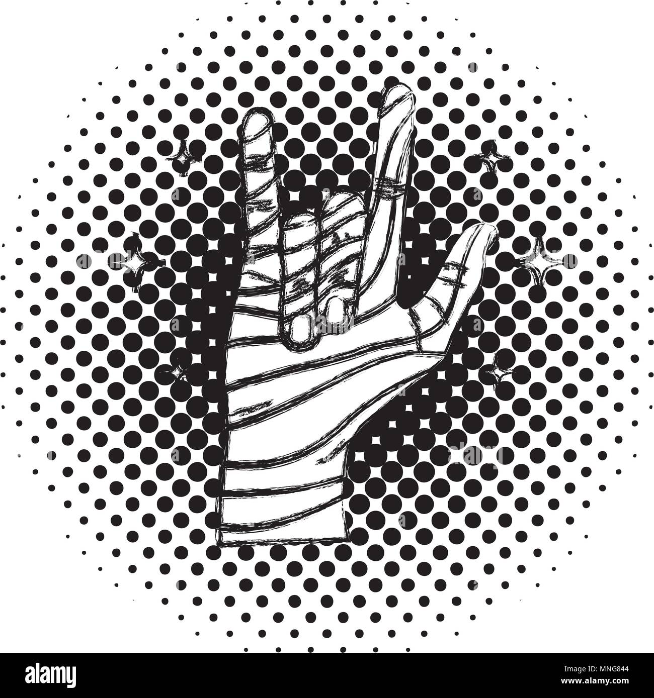 grunge hand with rock gesture sign and stars Stock Vector Image & Art ...