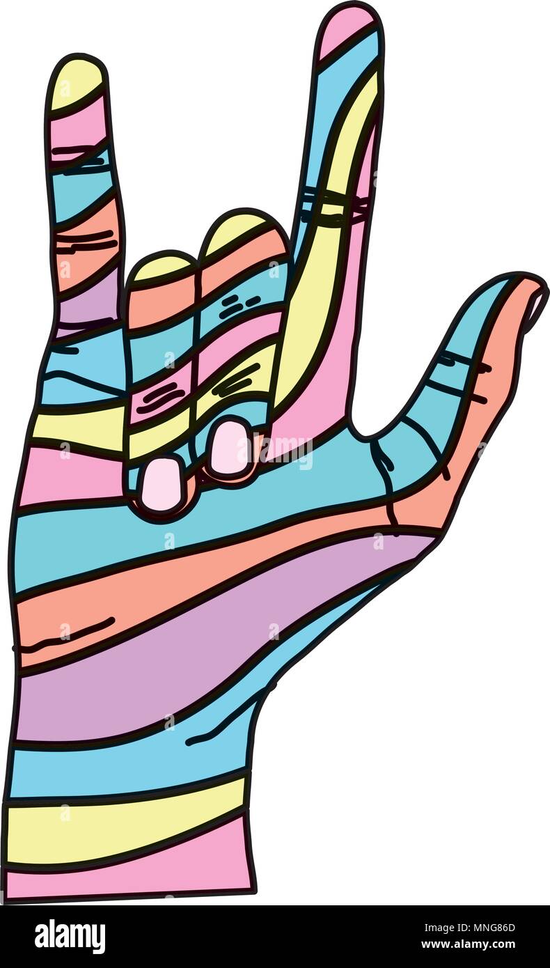 color decorate hand with rock gesture sign Stock Vector Image & Art - Alamy