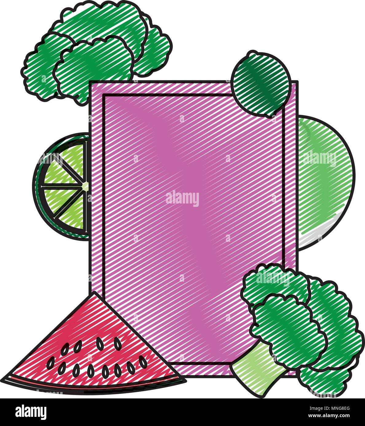 Doodle delicious watermelon healthy Cut Out Stock Images & Pictures - Alamy