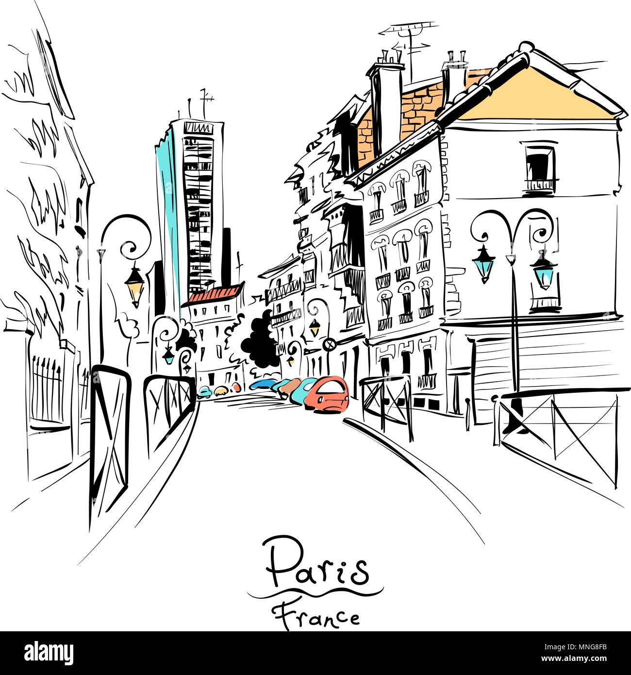 Cozy Paris street, France Stock Vector Image & Art - Alamy