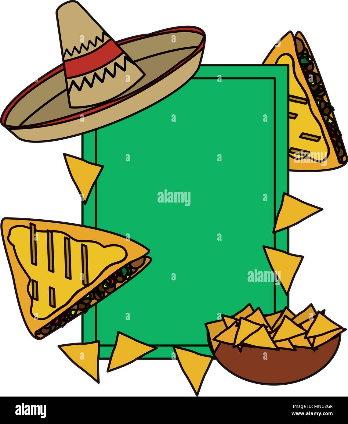 color emblem with traditional and delicious mexican food Stock Vector ...