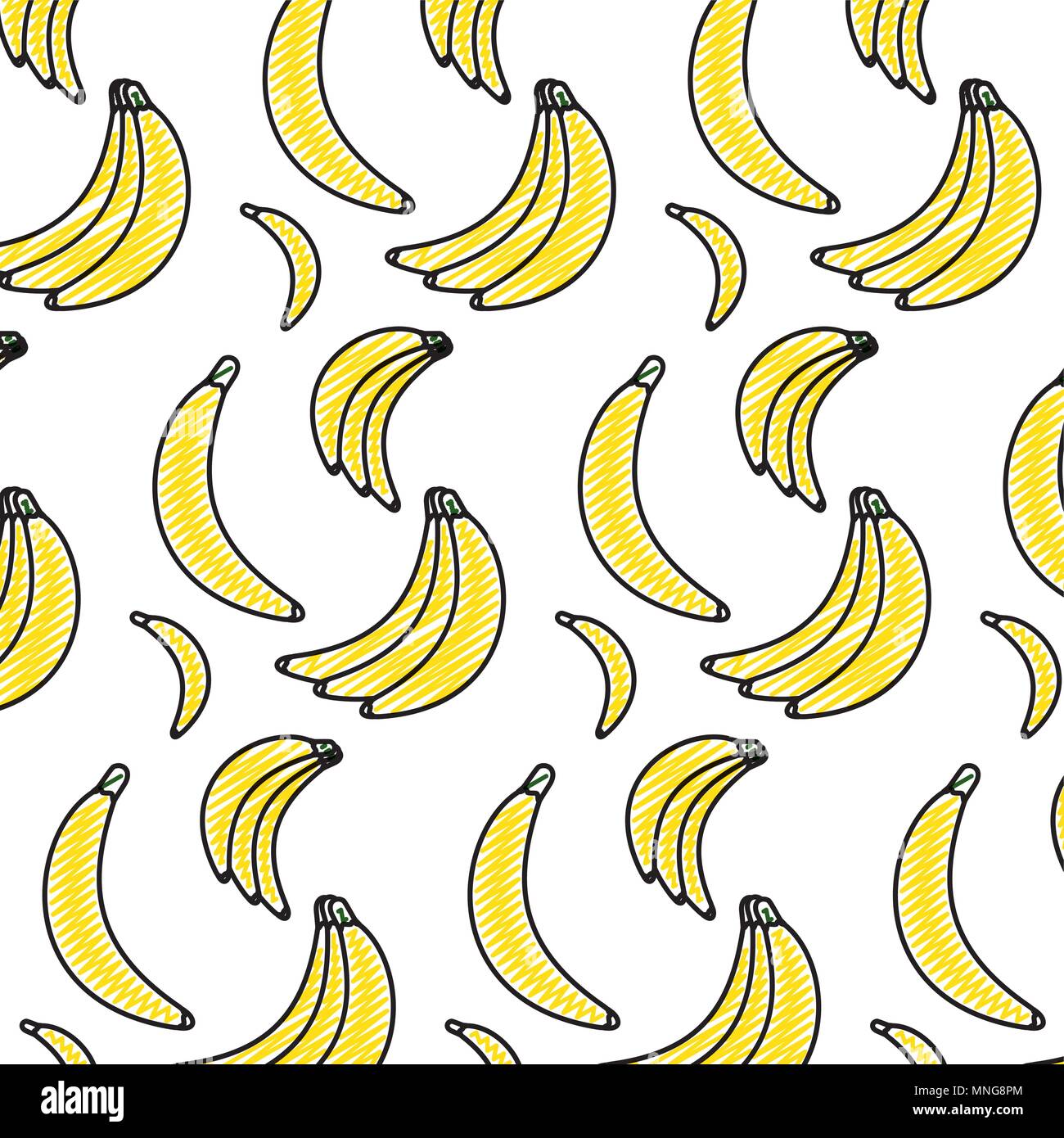doodle delicious bananas organic fruits background Stock Vector Image ...