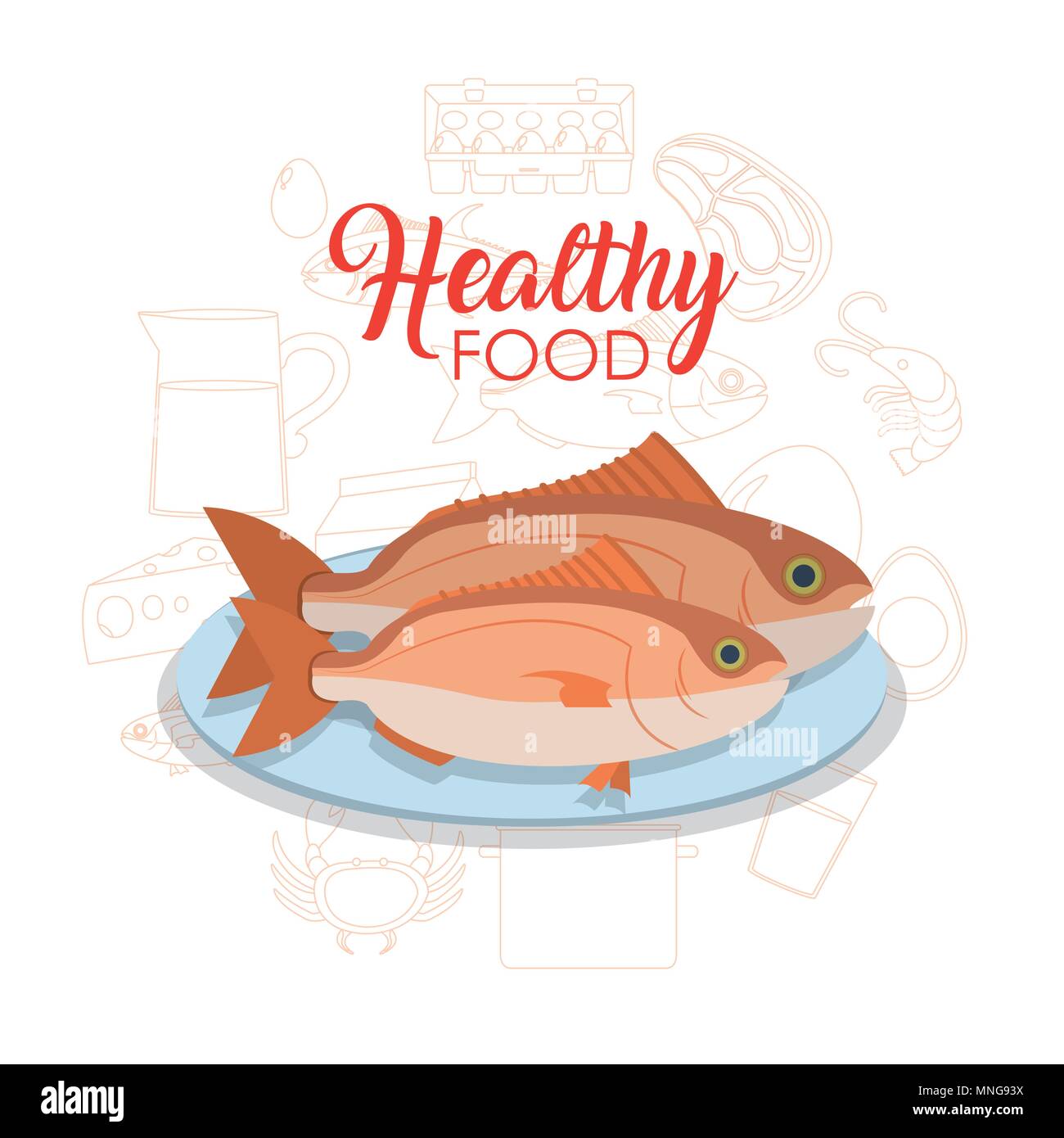 Healthy seafood concept Stock Vector Image & Art - Alamy