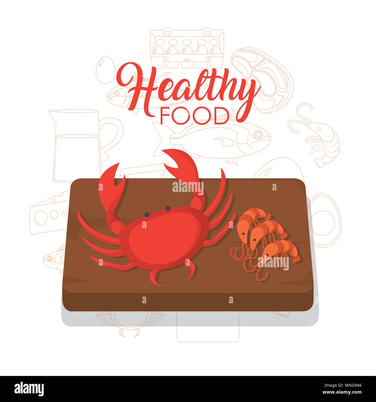 Healthy seafood concept Stock Vector Image & Art - Alamy