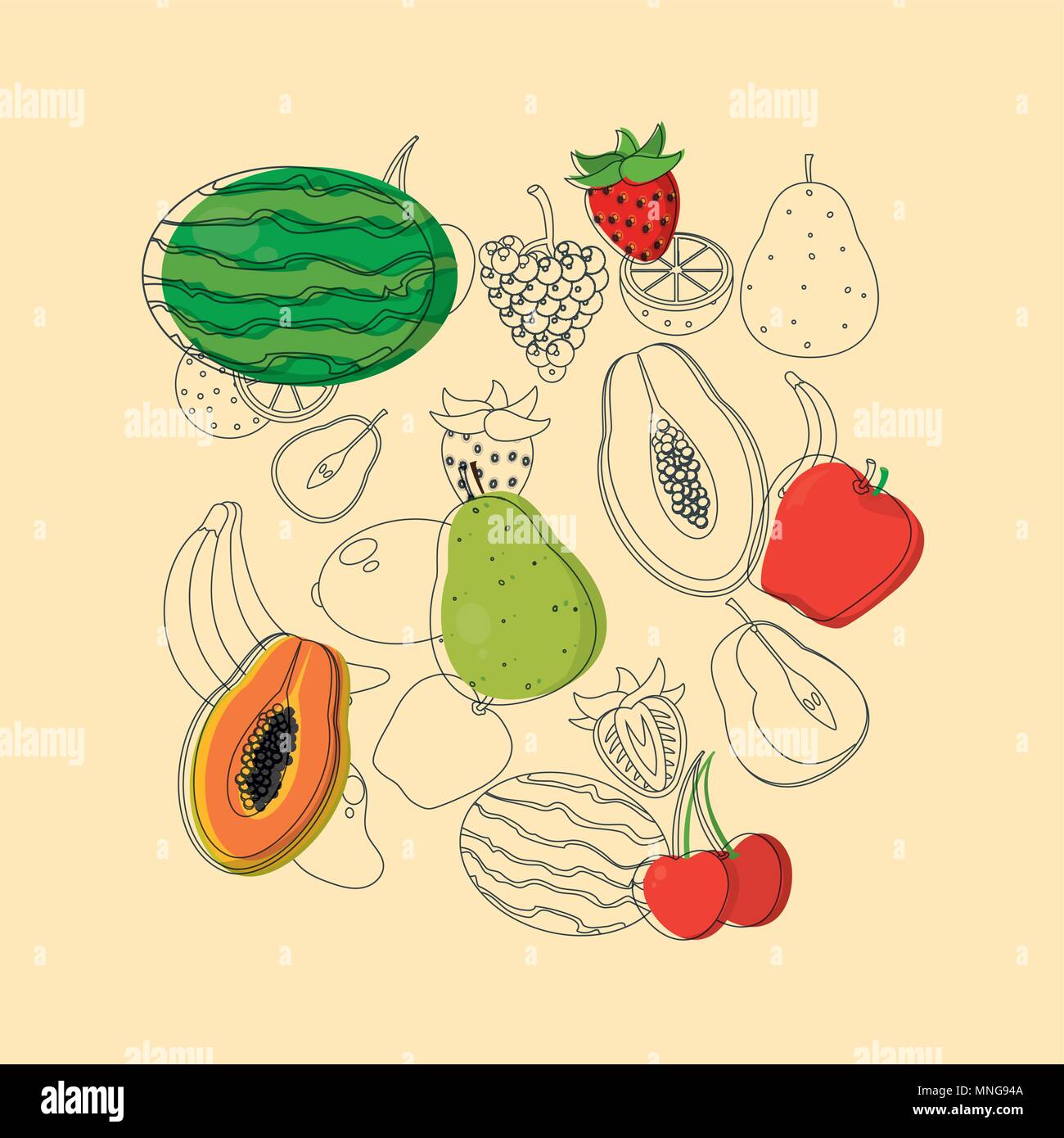 Set of fruits cartoons Stock Vector Image & Art - Alamy