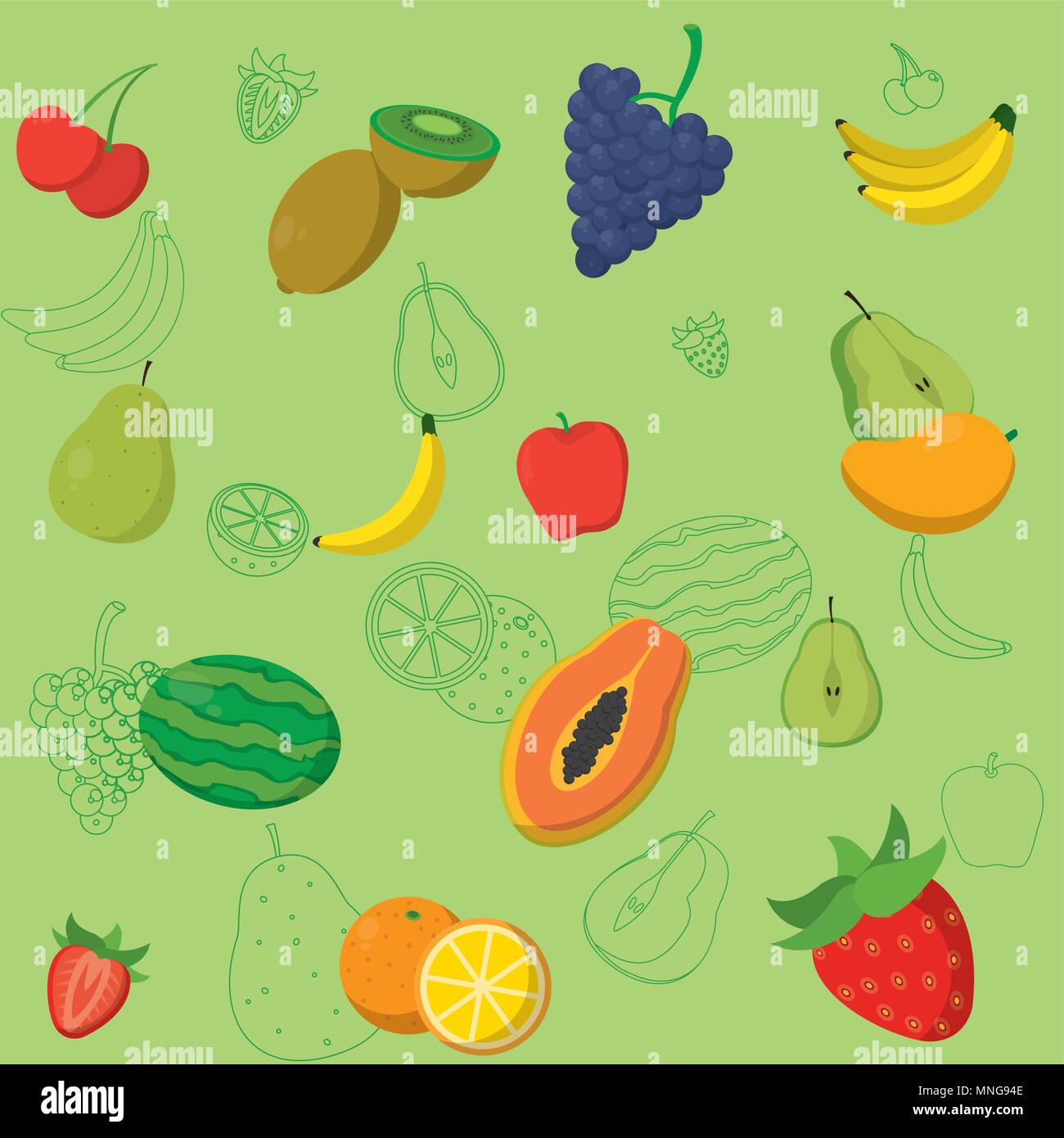 Cute fruits background pattern Stock Vector Image & Art - Alamy