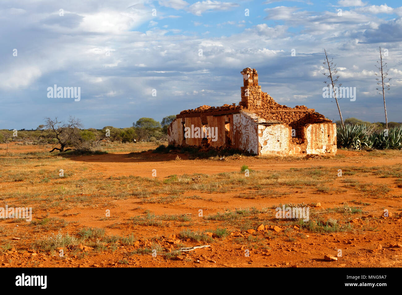 Stone ruin in Australian landscape, Goldfields, Western Australia Stock ...