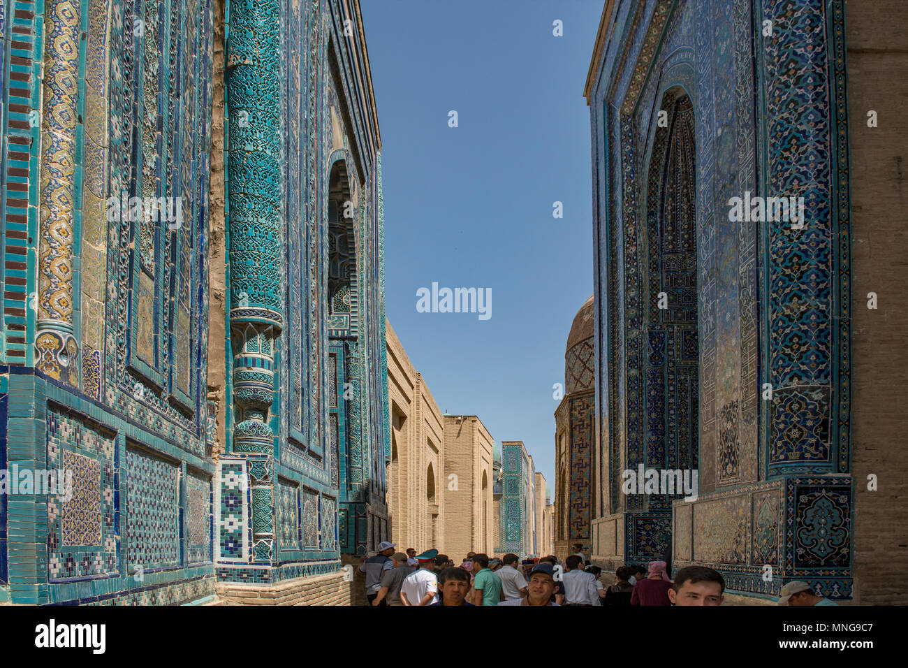 Path through Shakhi Zindar Complex, Samarkand, Uzbekistan Stock Photo ...