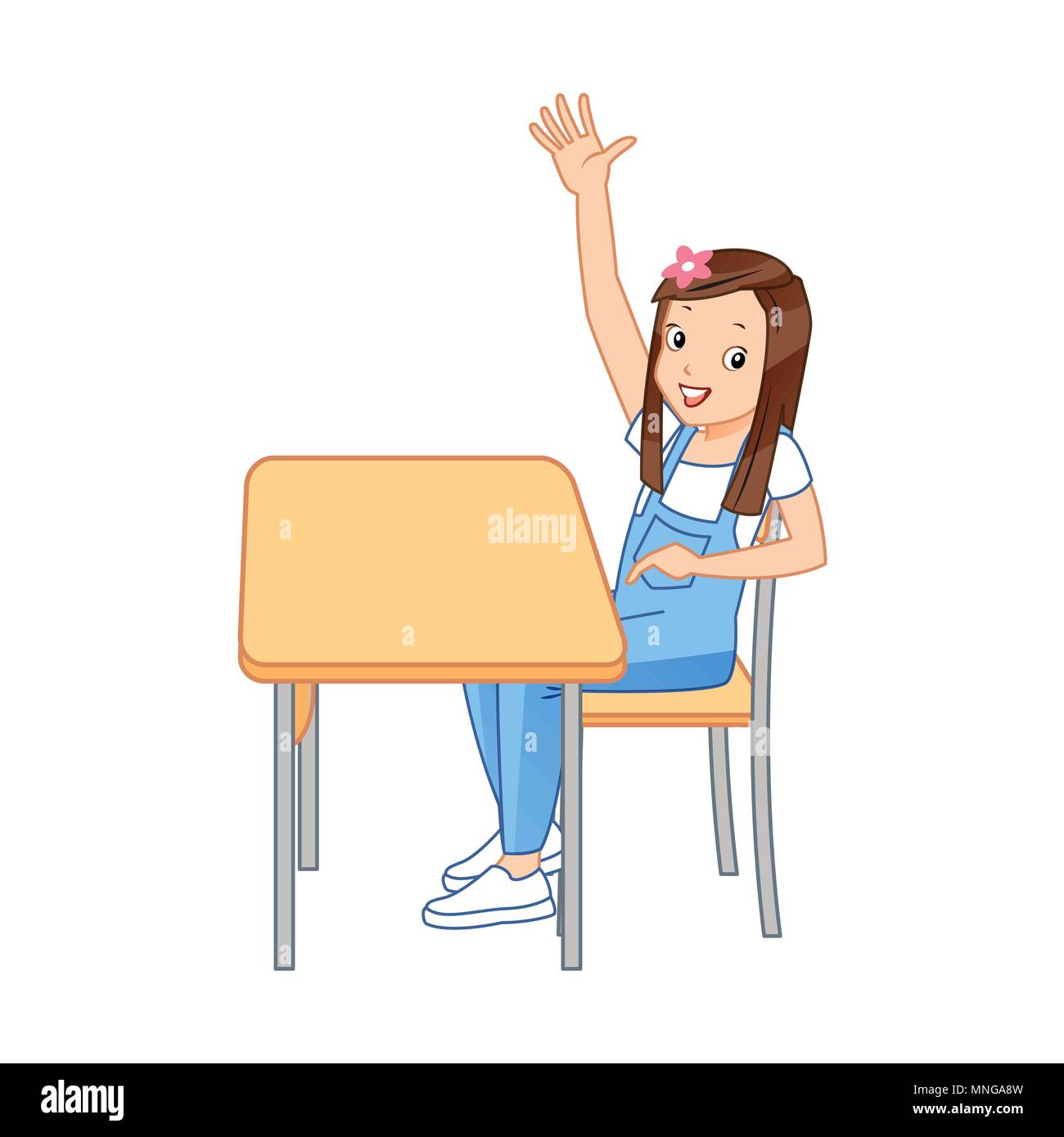 Preschoolers raising their hands in class - Vector Stock Vector Image ...
