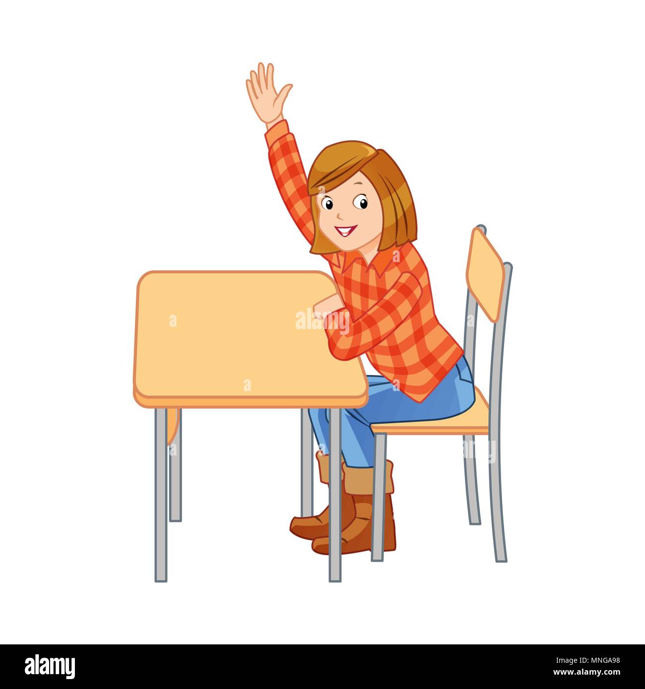 Preschoolers raising their hands in class - Vector Stock Vector Image ...