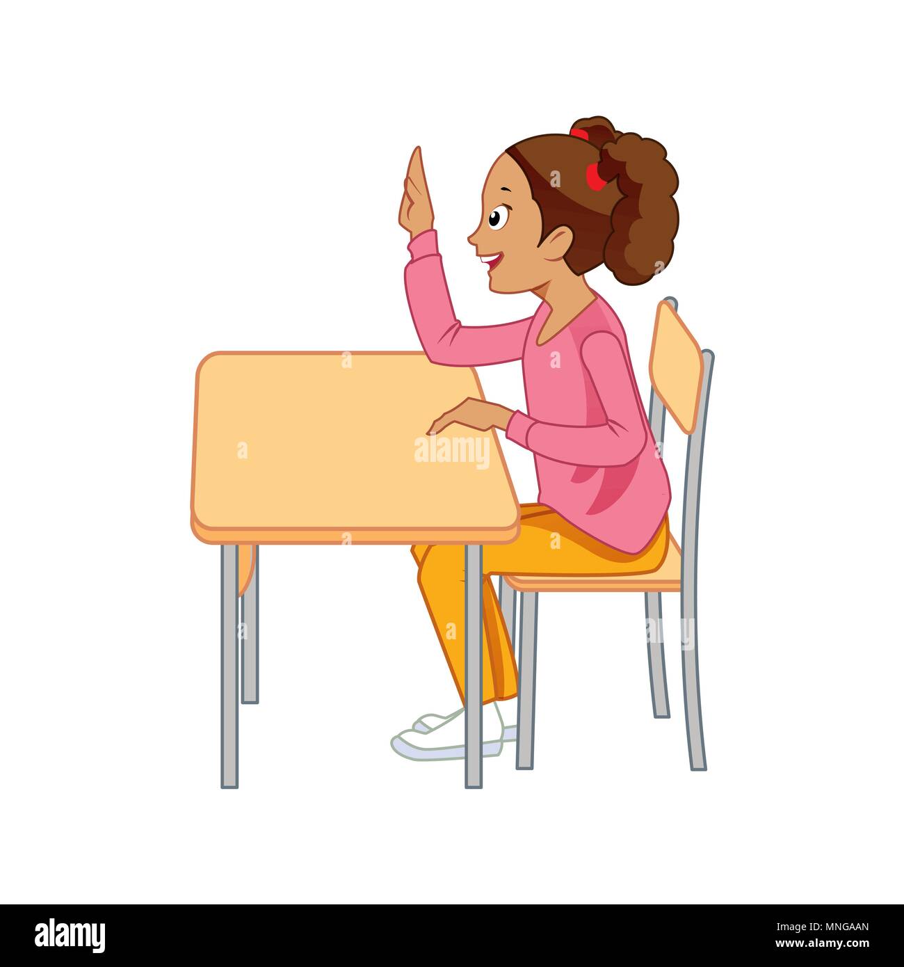 Children hands raised classroom Stock Vector Images - Alamy