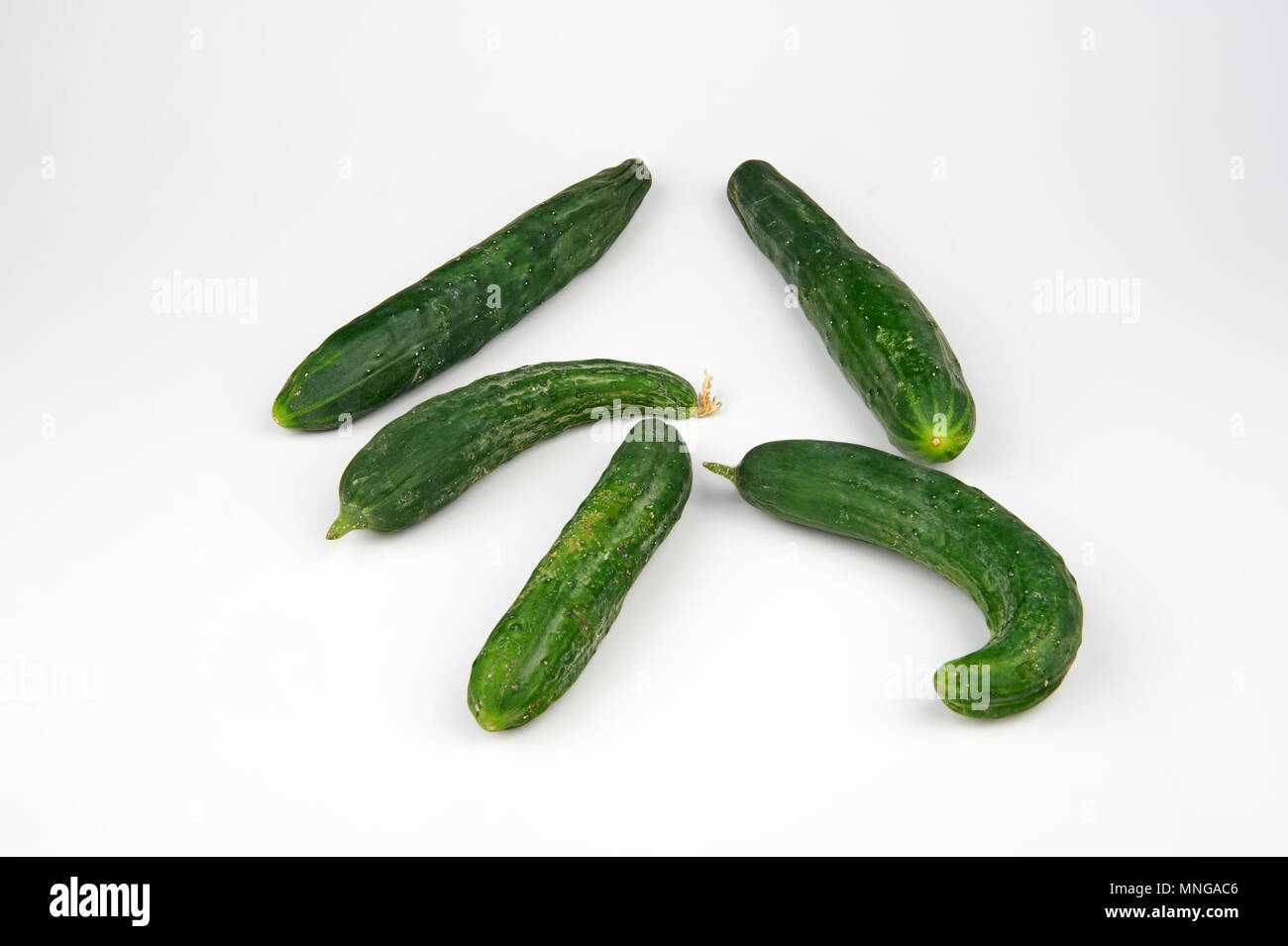 some biological cucumbers on white background Stock Photo - Alamy