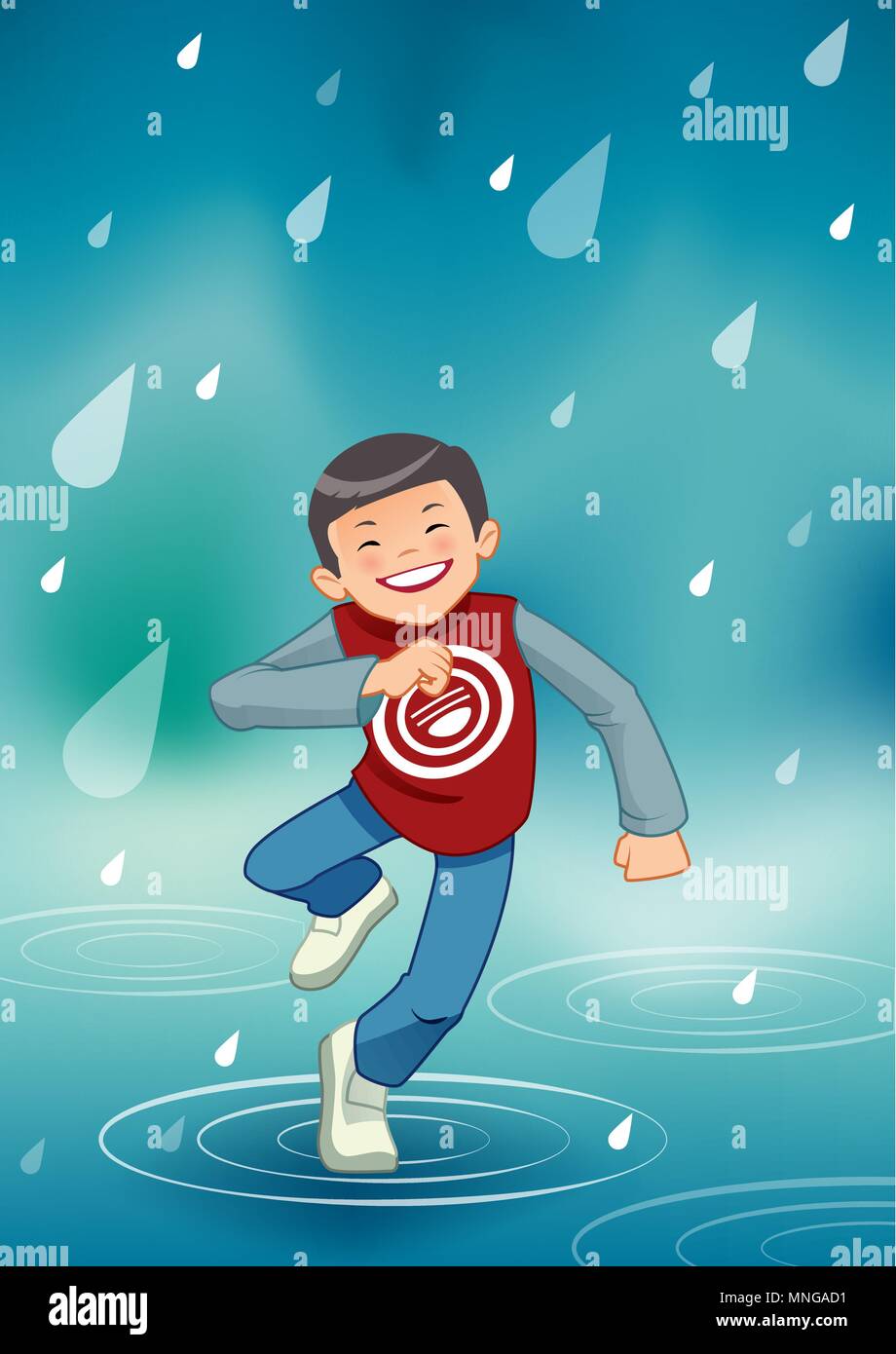 Little boy puddle Stock Vector Images - Alamy