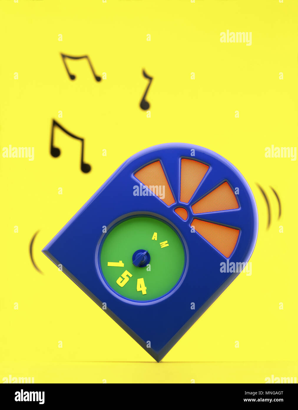 Toy radio on yellow background Stock Photo - Alamy